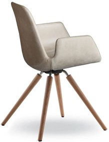 TONON - Čalouněná židle STEP s dřevěnou podnoží a područkami