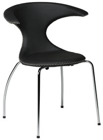 OnaDnes -20% ​​​​​Dan-Form Černá kožená jídelní židle DAN-FORM Flair s chromovanou podnoží