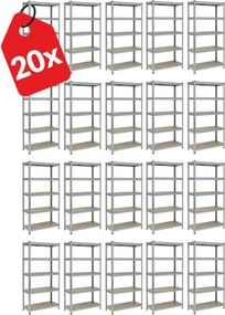 Akce 20x Regál 183x90x40 cm zinkovaný 5-policový, nosnost 100 kg, RIVET