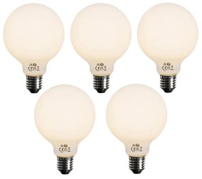 Sada 5 stmívatelných opálových LED žárovek E27 G95 5W 450LM 2700K