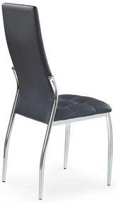 Halmar Černá jídelní židle K209 z eko kůže s podnožím z chromované oceli