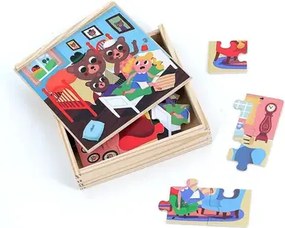 Vilac Dřevěné puzzle Zlatovláska 4 v 1 / od 2 let