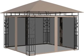 Altán s moskytiérou a světelnými LED řetězy 3x3x2,73 m taupe 3070318