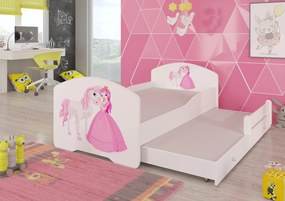 Dětská postel s matracemi PEPE II 160x80 Motiv: PRINCEZNA A KŮŇ