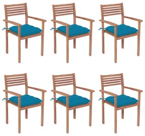 Stohovatelné zahradní židle s poduškami 6 ks masivní teak - Default Title
