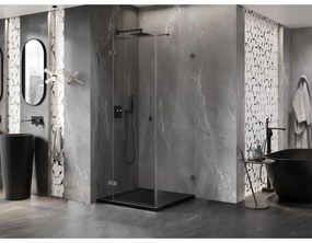 Mexen Lunar T, sklápěcí sprchový kout levý 110 x 110 cm, 8mm čiré sklo, grafitový profil, 834T-110-110-95-00-L