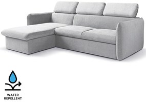 Malá sedací souprava SLIM | 179x235 cm | LEVÁ | 80 světle šedá | rozkládací + úložný prostor
