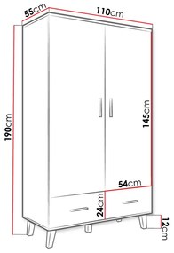 Šatní skříň 110 cm COLINA - dub sonoma / bílá