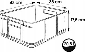 Keeeper Úložný box pro domácnost i dílnu, BRUNO L, 20,5L, 43 x 35 x 17,5 cm, transparentní