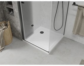 Mexen Lima, sprchový kout 90 (dveře) x 90 (stěna) cm, 6mm čiré sklo, černý profil + SLIM sprchová vanička 5cm s černým sifonem, 856-090-090-70-00-4010B