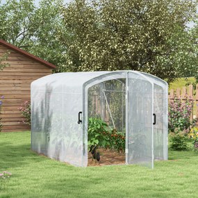 Outsunny PE Skleník, 3 x 2 x 1,95m Tunelový Skleník, Větruodolný Rajčatový Dům, Skleník s 1 Dveřmi, pro Zahradu, Balkon, Transparentní