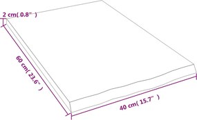 Koupelnová deska 40 x 60 x 2 cm neošetřené masivní dřevo 3156002