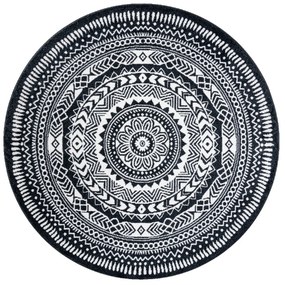 Dywany Łuszczów, Kusový koberec Napkin black kruh, 200x200 (průměr) kruh, černobílá, chodba / předsíň