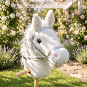 AIYAPLAY hobby horse na tyči se zvukem a kolečkem, bílý