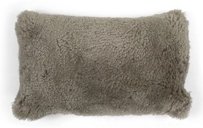 Hnědo šedý podlouhlý polštář z ovčí kůže - 50*30*15cm