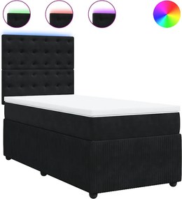 Box spring postel s matrací černá 80 x 200 cm samet 3294504