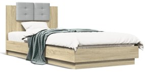 vidaXL Rám postele s čelem dub sonoma 100 x 200 cm kompozitní dřevo