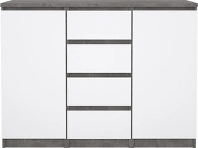 Komoda Simplicity 121 x 50 x 91 cm, šedá / bílý lesk