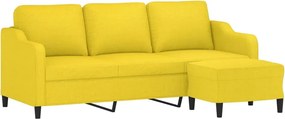 3místná pohovka s podnožkou světle žlutá 180 cm textil 3201140