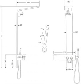 Mexen Sund, sprchový panel, černá, 7620-02-70