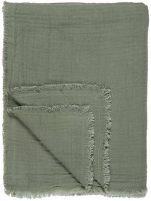 IB LAURSEN Bavlněný pléd Dusty Chalk Green 130×170 cm, zelená barva, textil