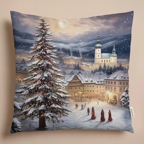 Dekorační povlak na polštářek Vánoční městečko 2