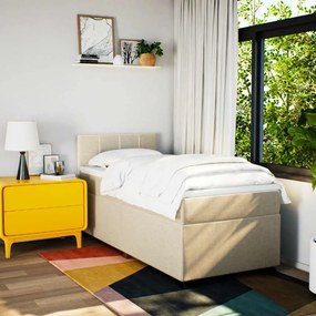Box spring postel s matrací krémová 90x200 cm textil 3288076