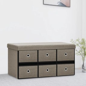 vidaXL Skládací úložná lavice 76 x 38 x 38 cm umělý len [338814] Barva: taupe