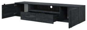 Závěsný TV stolek Verica 200 cm s výklenkem - charcoal / černé úchytky