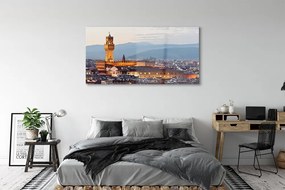 akrylový obraz Italy Castle sunset panorama 140x70 cm