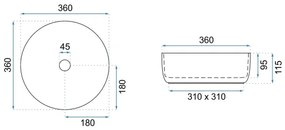 REA-U6630 - Umyvadlo na desku SAMI pr. 36 cm keramika/bílá/broušená zlatá