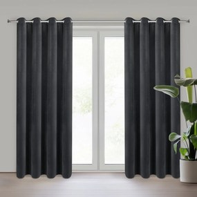 ZATEMŇOVACÍ ZÁVĚS (100%) NA KROUŽCÍCH NITA 140X250 CM ČERNÁ