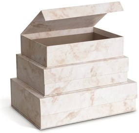 Béžové kartonové úložné boxy v sadě 3 ks s víkem 42,5x29,5x13 cm Kian Paper Laminate – Bigso