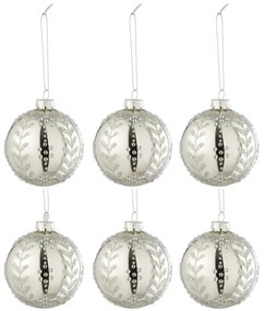 OnaDnes -20% Set šesti stříbrných skleněných vánočních ozdob J-Line Kim 8,5 cm