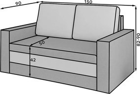 Modrá sametová rozkládací/s úložným prostorem pohovka 151 cm Wave – ELTAP