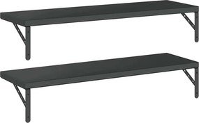 Nástěnné police 2 ks 100 x 30 cm stříbrné nerezová ocel 3214512