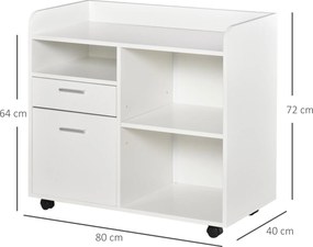 Stojan na tiskárnu Vinsetto - Mobilní organizační jednotka do kanceláře - 80D x 40Š x 72V cm Bílý dřevo | Aosom