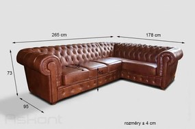 ASKONT Chesterfield Windsor Kožená sedačka rohová Puncovaná / bez puncování