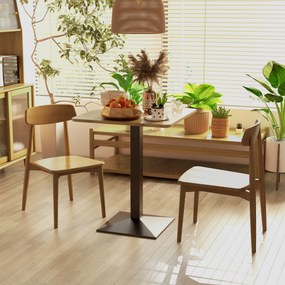 HOMCOM jídelní stůl 70 × 70 cm pro 2 osoby — deska s dekorem dřeva, černý ocelový podstavec, tmavě hnědý