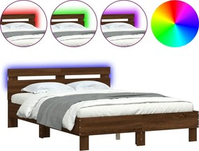 vidaXL Rám postele s čelem a LED osvětlením 120 x 190 cm [3207580] Barva: hnědý dub