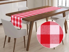 Biante Bavlněný běhoun na stůl Olivia OL-016 Červeno-bílá kostka velká 20x180 cm