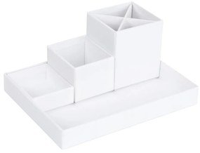 Bílý 4dílný stolní organizér na psací pomůcky Bigso Box of Sweden Lena