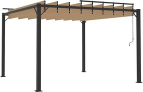 Altán s lamelovou střechou 3 x 3 m taupe tkanina a hliník 313925