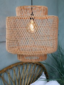 Přírodní antik závěsné světlo s ratanovým stínidlem Lamp rattan - Ø 50*54cm/ E27/ 40W