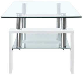 vidaXL Konferenční stolek bílý a průhledný 95x55x40 cm tvrzené sklo