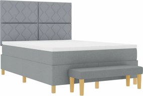 Postel s boxspringem s čelo Světle šedá 200 x 160 cm textil 3344387