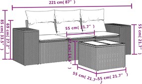 4dílná zahradní sedací souprava s poduškami šedá polyratan 3254607