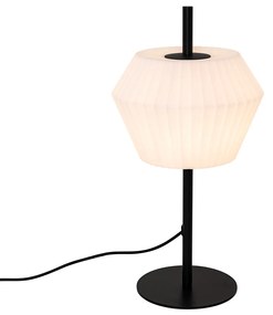 Venkovní stolní lampa černá s bílým stínidlem IP44 - Robbert
