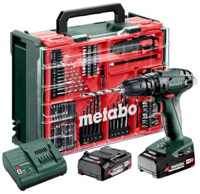 Metabo Nářadí - 18V AKU vrtačka s příklepem a příslušenstvím, 2x aku 2,0 Ah Li-Power, nabíječka 602245710