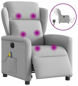Elektrické masážní polohovací křeslo obláčkově šedé textil 3303133